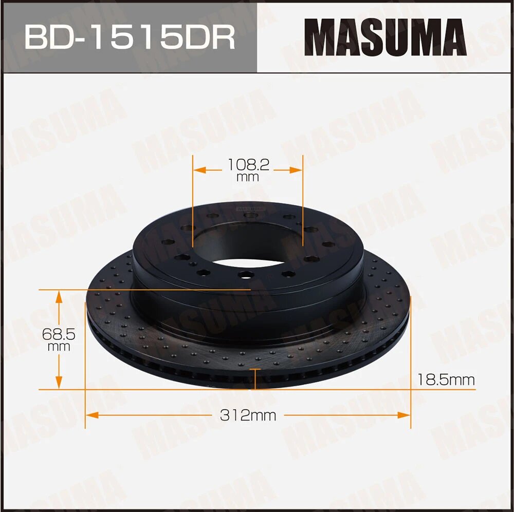 Диск тормозной задний правый перфорированный Masuma BD-1515DR