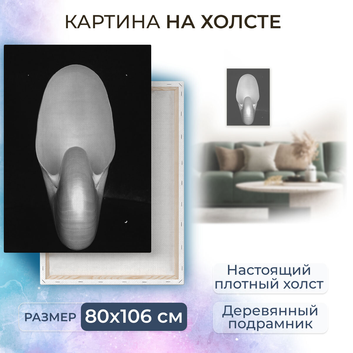 Картина на холсте, репродукция / Weston Edward - Nautilus / Эдвард Уэстон / Размер 80 x 106 см