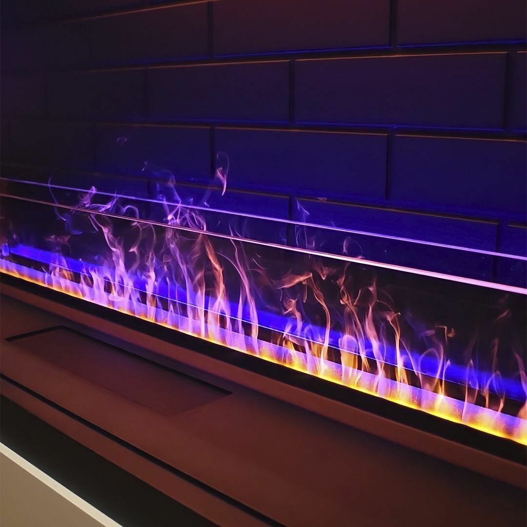 Электрический камин Schones Feuer 3D FireLine 1000 Blue (длина 103 см.) с эффектом синего пламени и управлением Яндекс Алисой (без стекла)