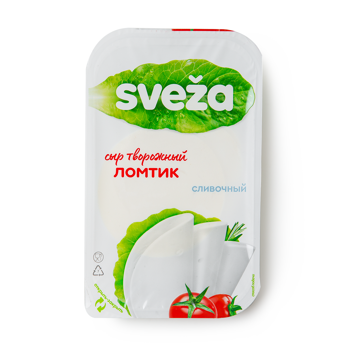 Сыр ломтик Sveza, творожный, сливочный, 60 % жирности, нарезка, 150 г