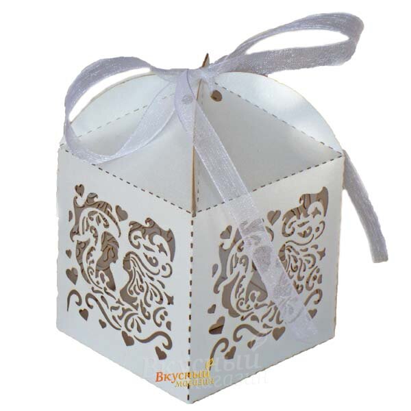 Бонбоньерка белый жемчуг Пара любовь №003 (Набор из 9 шт.)