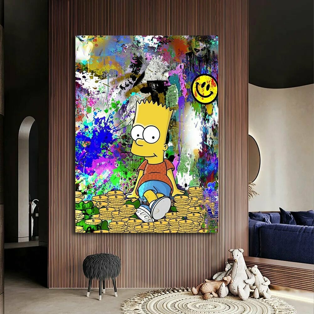 Картина "Крутой Барт", 20x30 см, на подрамнике, печать, холст, дерево