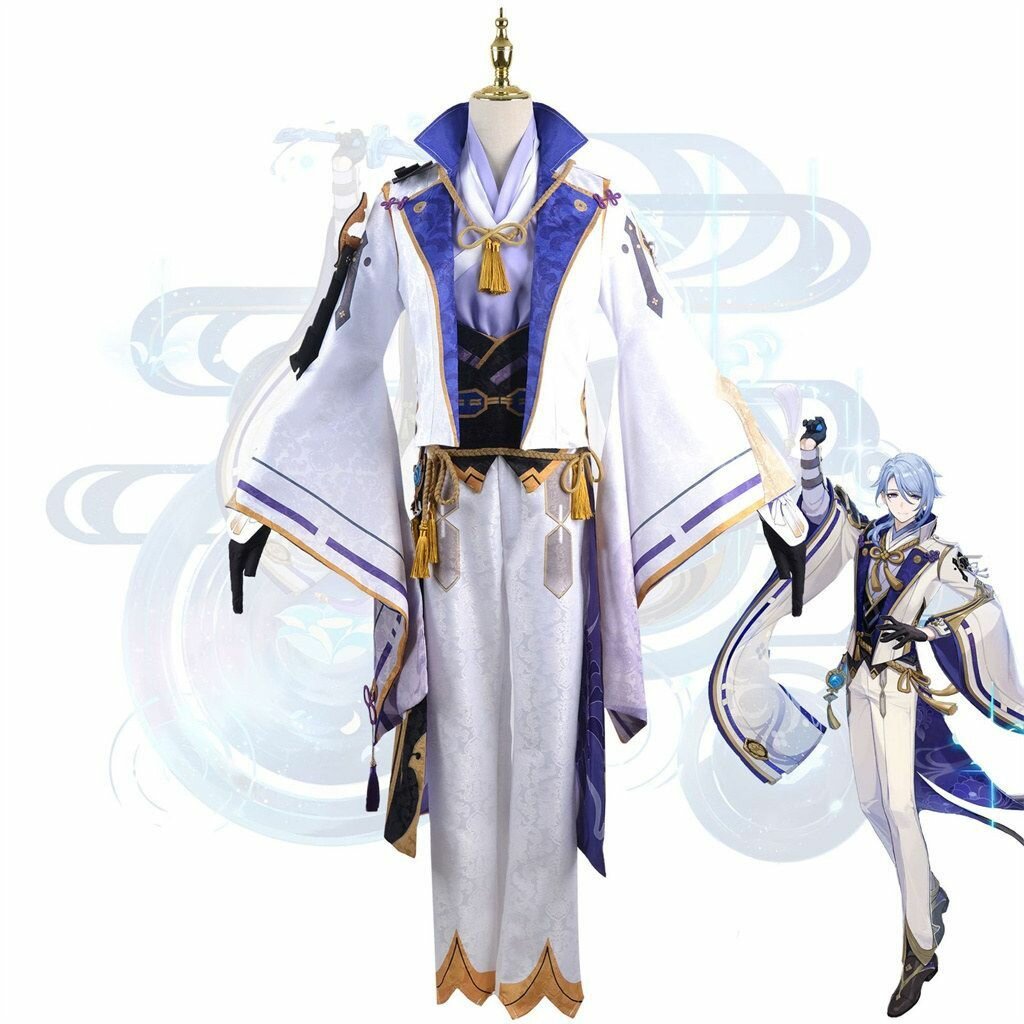 Anime Manga Game Genshin Impact Kamisato Ayato Halloween Carnival Party Cosplay Dress Skirt Хэллоуин Косплей Костюм Карнавальное платье