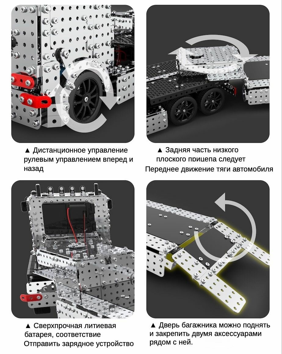 Конструктор металлический 3D модель Полуприцеп с управлением от мотора и радиоуправлением - крутейшая игрушка для мальчиков66