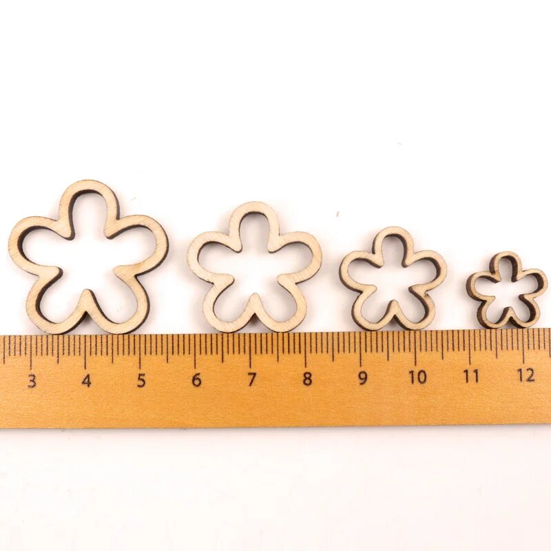 Деревянные цветы для рукоделия, 4 шт, цвет 2, 20mm