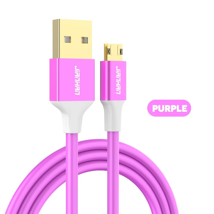 JianHan Micro USB-кабель, реверсивный 3A, быстрая зарядка для Samsung Xiaomi HTC LG, Android, USB-зарядное устройство, кабель для передачи данных, кабель для мобильного телефона 0,5 м, Purple