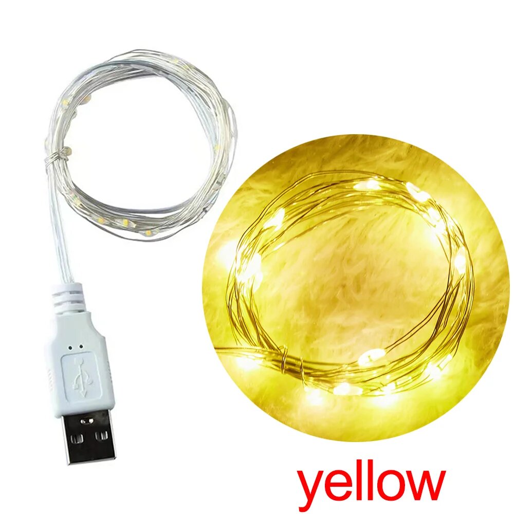 LED гирлянда желтая, 1 м, 3 м