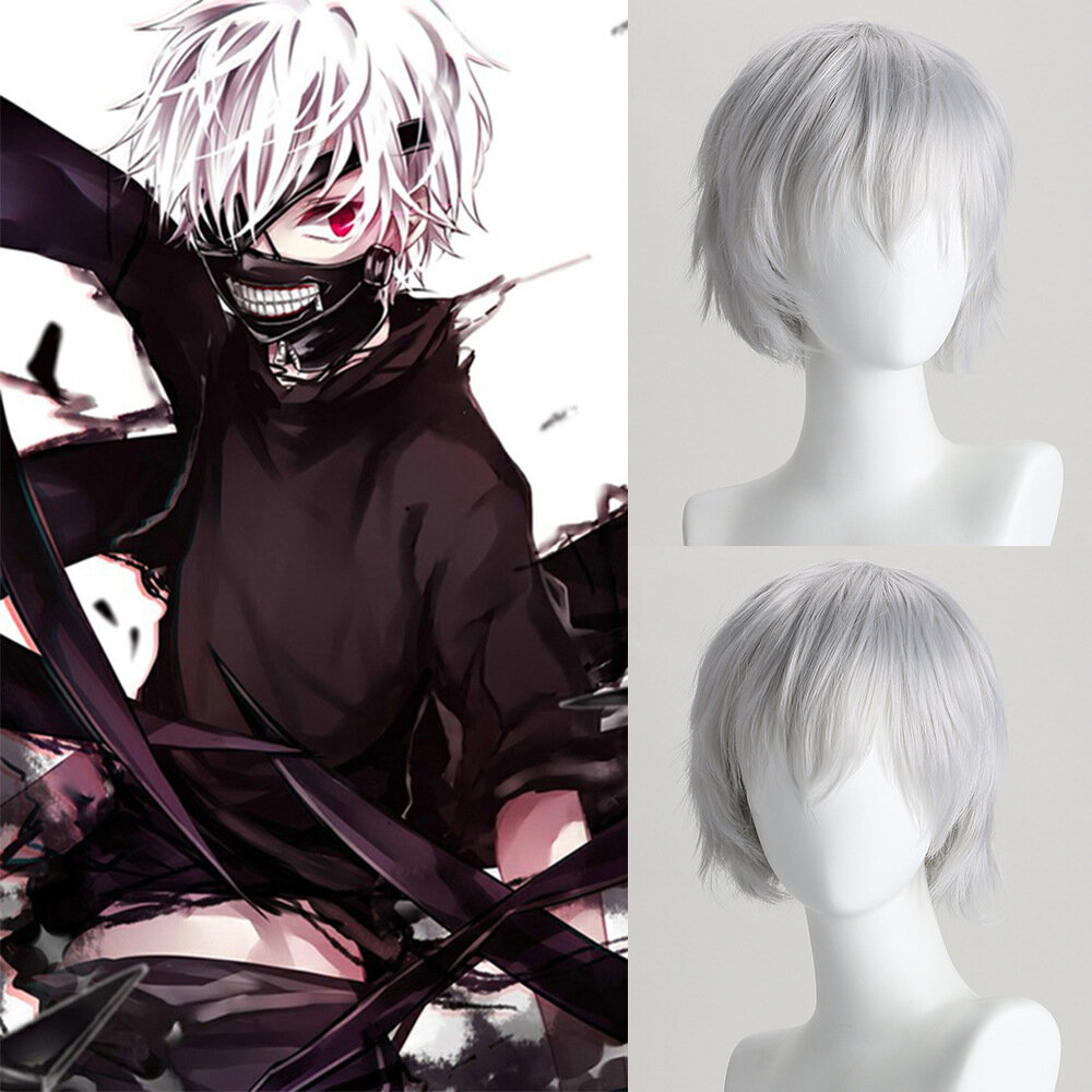 Парик для косплея в стиле аниме Tokyo Ghouls Ghoul Kaneki ken Silver White Halloween cosplay Wig