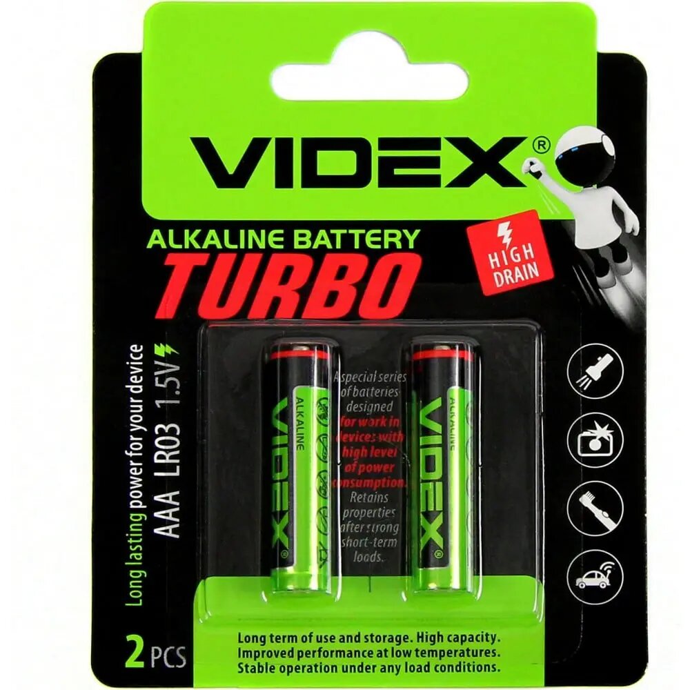 Элемент питания VIDEX VID-LR3T-2BC Turbo AAA (2 штуки)