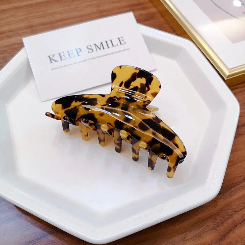 FSNFOX Акриловые заколки-крабы с леопардовым принтом FZ007 Leopard Coffee