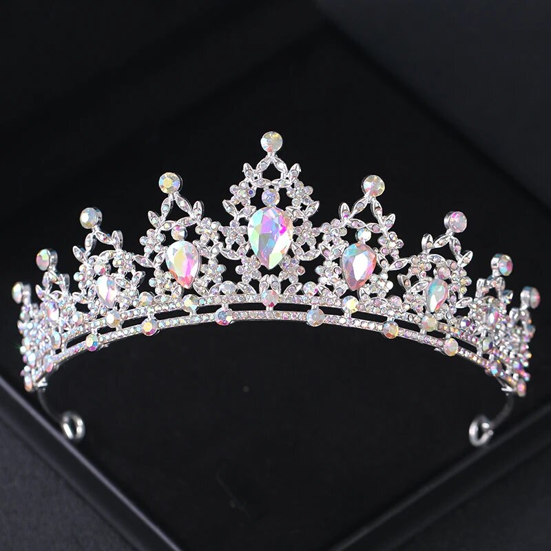 Серебряная корона-диадема с кристаллами, Silver color14