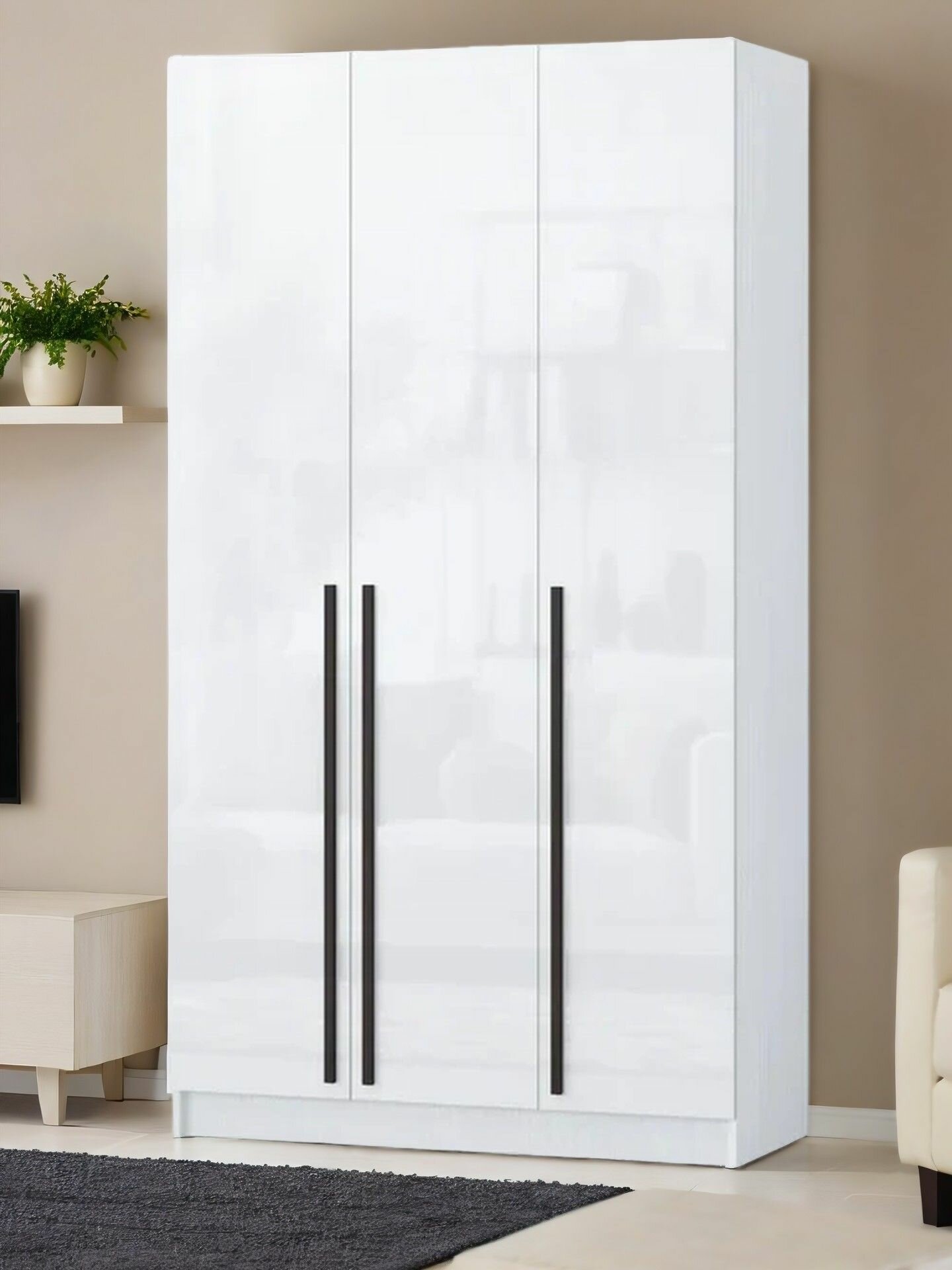 Шкаф распашной Бастион 150 см № 1 белый глянец/белый древесный