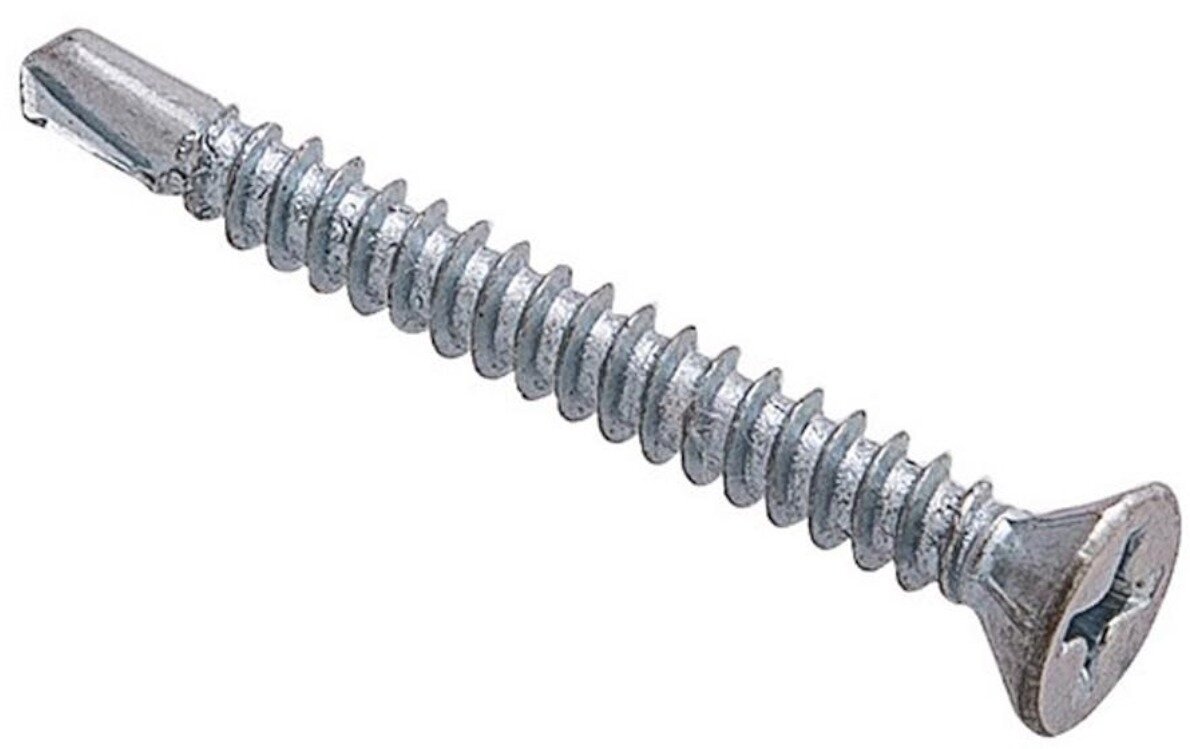 Саморез Стройбат для монтажа окон с буром и потайной головкой из стали, серый, 3.9х25мм, PH2, 200шт. в упаковке / крепеж