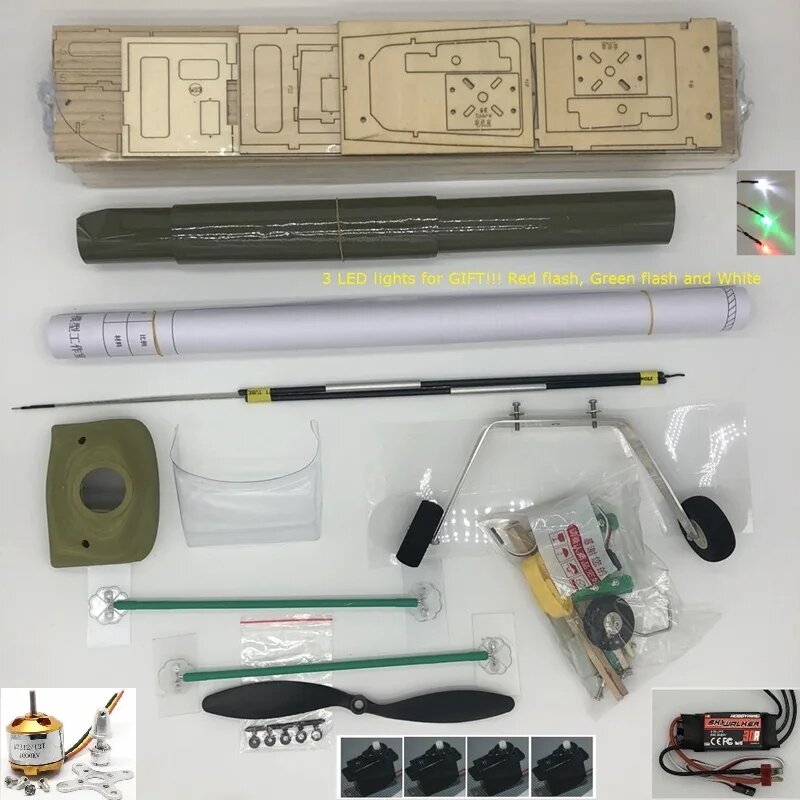 RC самолет из дерева FLIIT J3 Cub 1200 мм Green PNP Unassemble