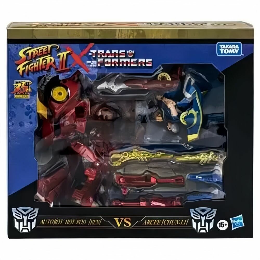 Трансформеры игрушки Hasbro Transformers Street Fighter II Collaborative Mash Up! Autobot Hot Rod Ken vs. Arcee Chun-Li
