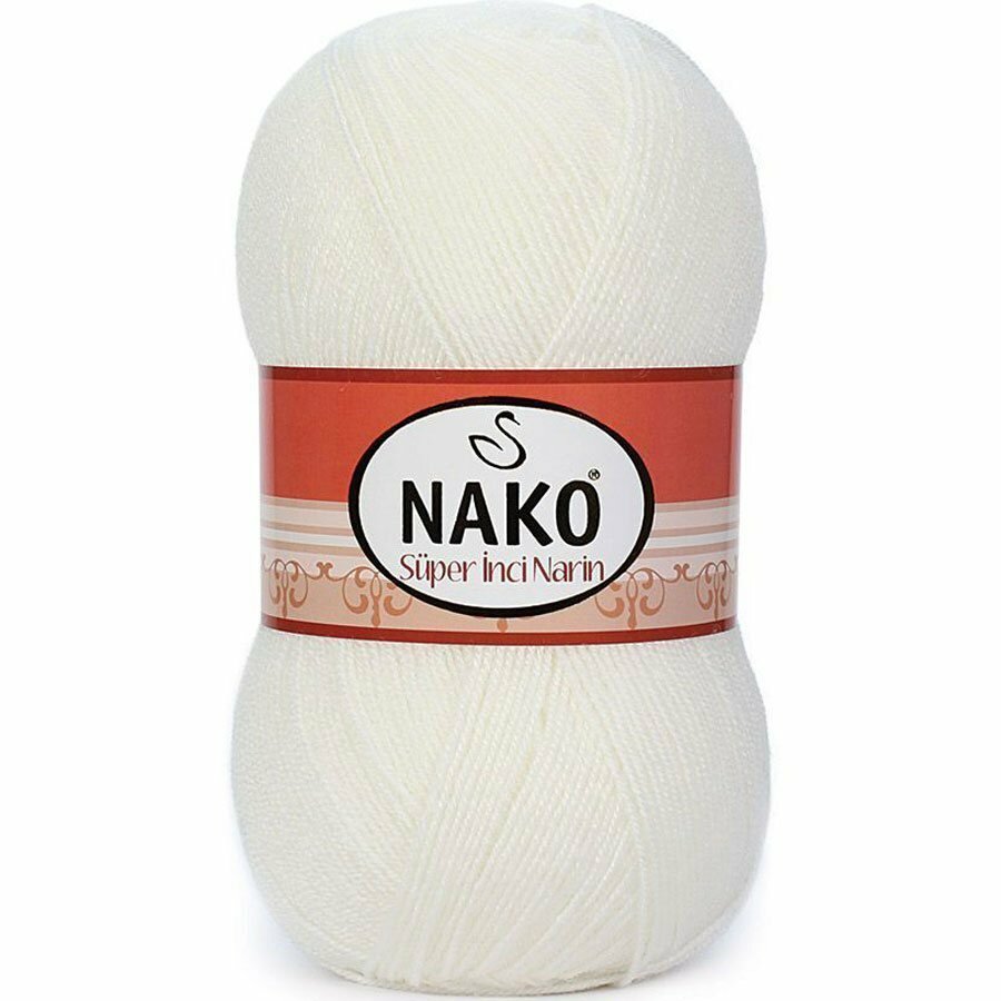 Пряжа Nako SUPER INCI NARIN 208 белый (5 мотков)