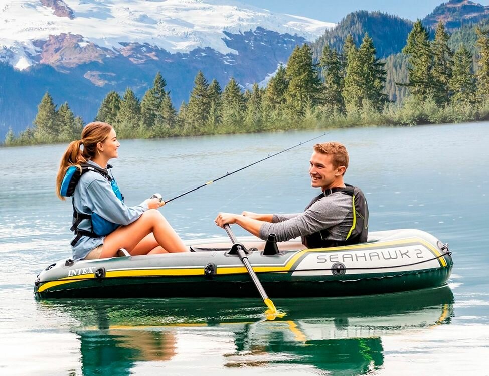 Надувная лодка Intex двухместная Seahawk-200 (Set), 236х114x41 см, 68347