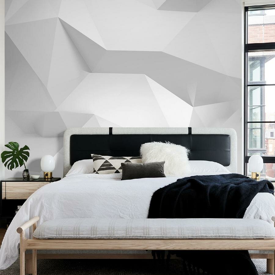 Фотообои фон серый геометрия 9-1891-S-Холст 270 x 200 см (ВхШ) Бесшовные, флизелиновые, влагостойкие обои MasterFresok