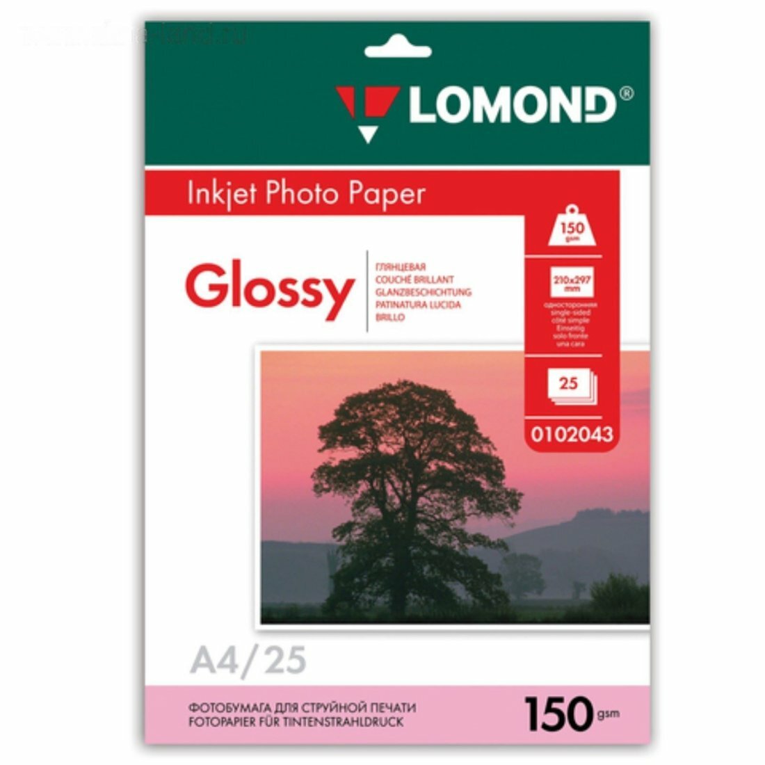 Фотобумага Lomond 0102043 A4/150г/м2/25л./белый глянцевое для струйной печати