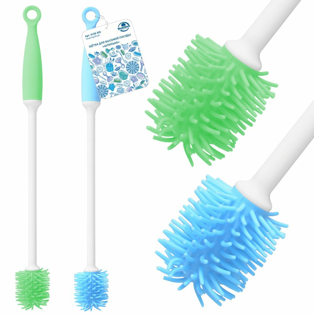 Ершик для бутылок и посуды, силикон/полипропилен, цвета в ассортименте