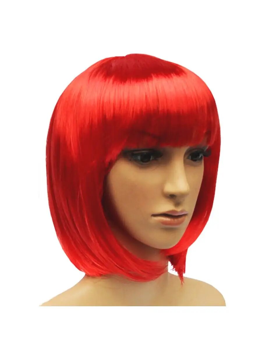 Парик Карнавальный Каре, цвет Красный, искусственные волосы.