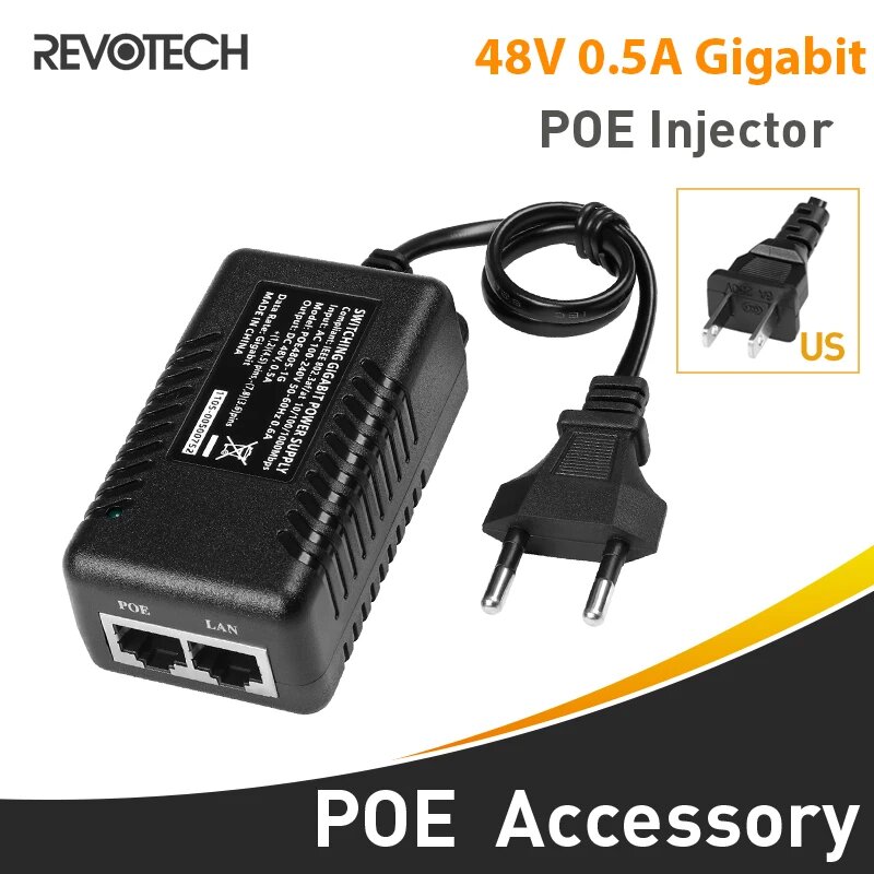 REVOTECH Gigabit PoE-инжектор 48В IEEE 802.3af/at EU Plug