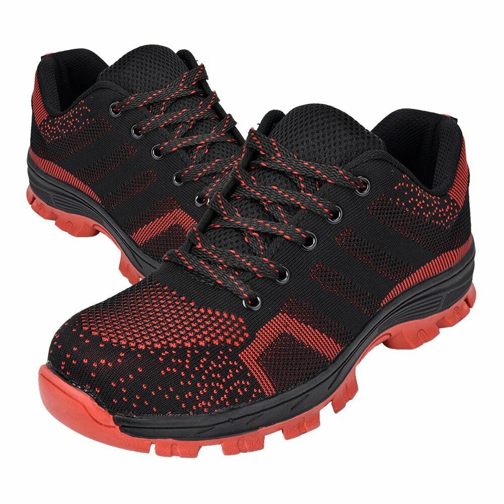 Мужские рабочие ботинки со стальным носком, красные, 41, дышащие, защитные ботинки, защита от проколов, стальной носок