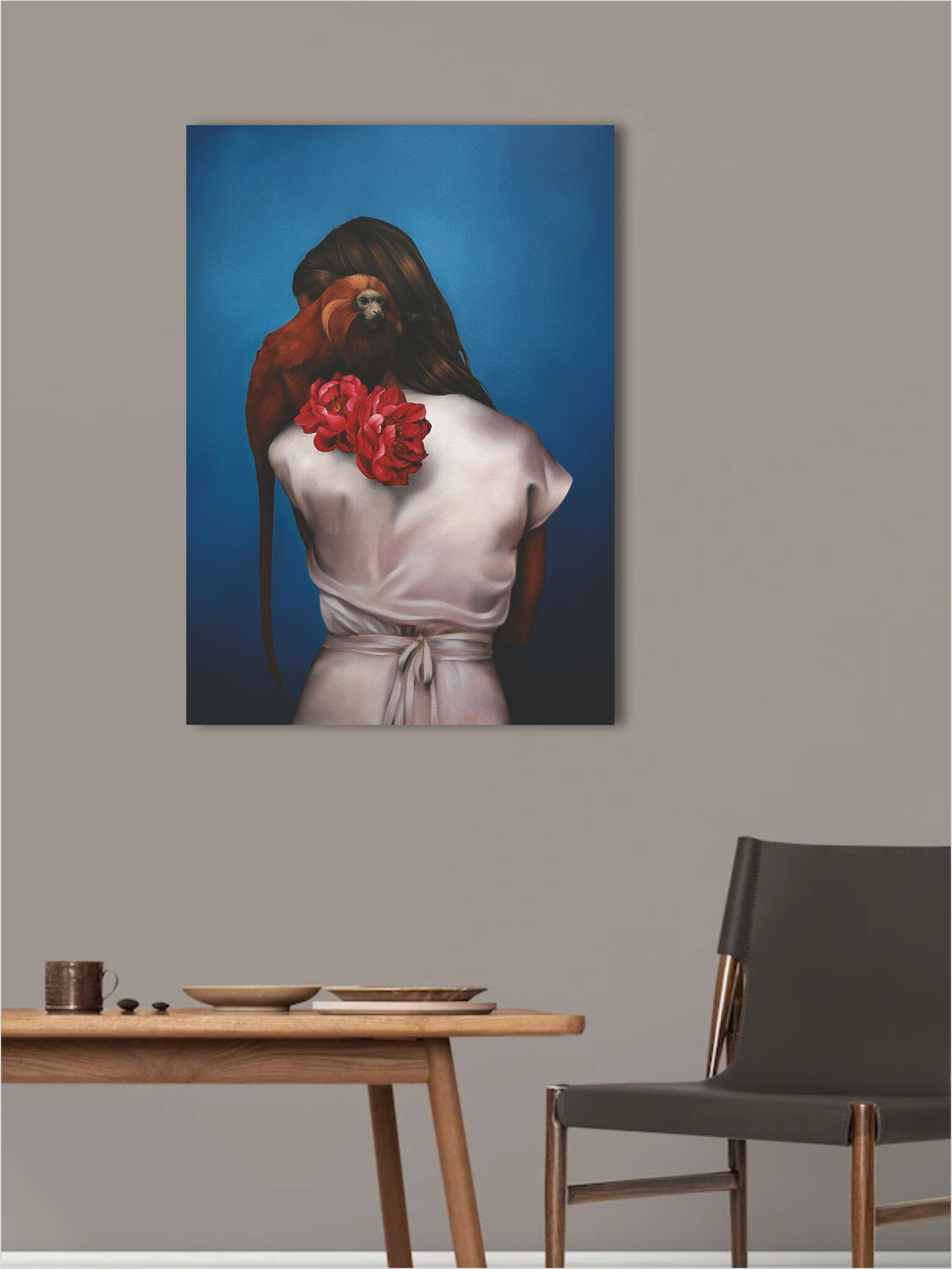 Картина на стену вертикальная для интерьера, Девушка в белом платье , 50х80 см Art IrbisPrint холст на подрамнике