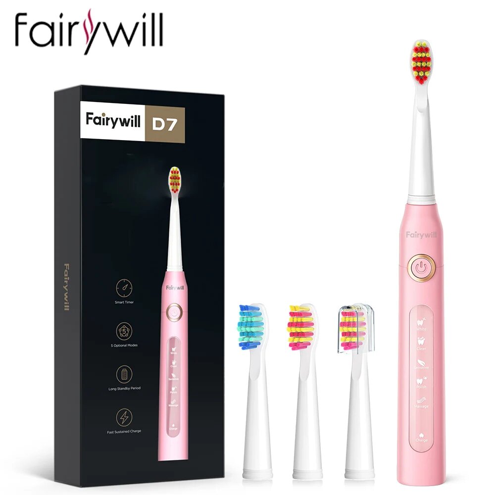 Электрическая зубная щетка Fairywill D7 Pink