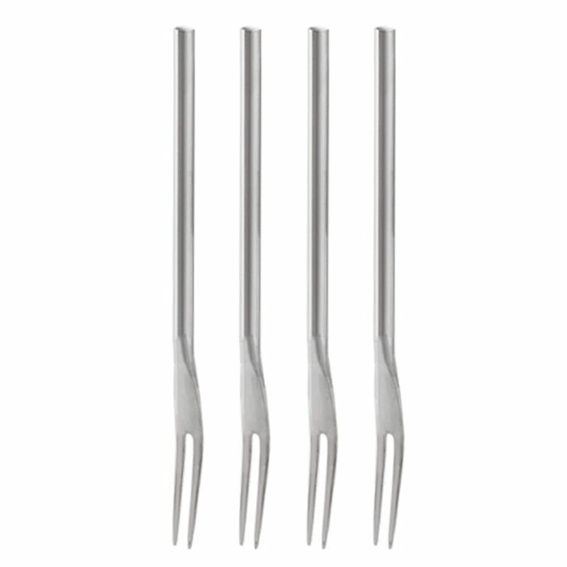 Набор из 4 вилок для фруктов и закусок из нержавеющей стали, 12.8 см, для сервировки и удобного использования