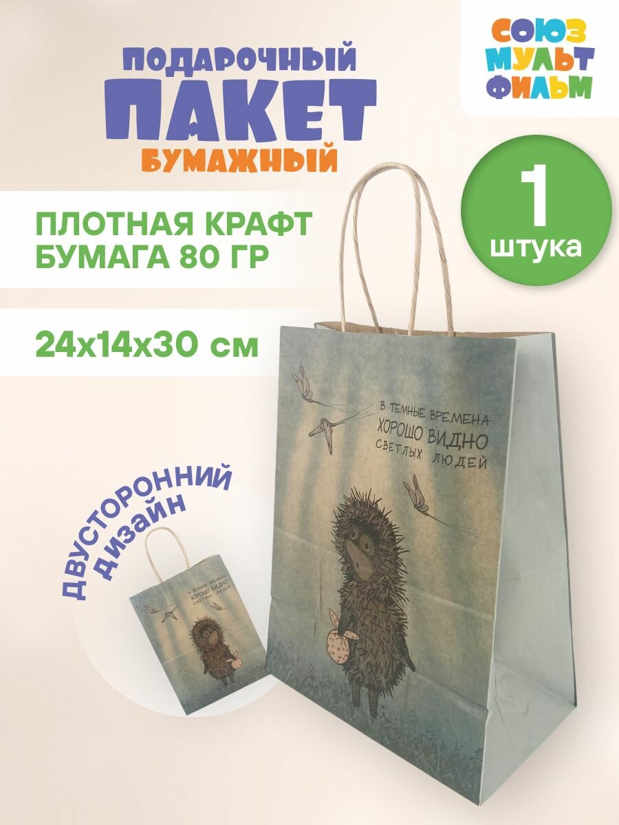 Пакет подарочный бумажный с ручками Ёжик в тумане