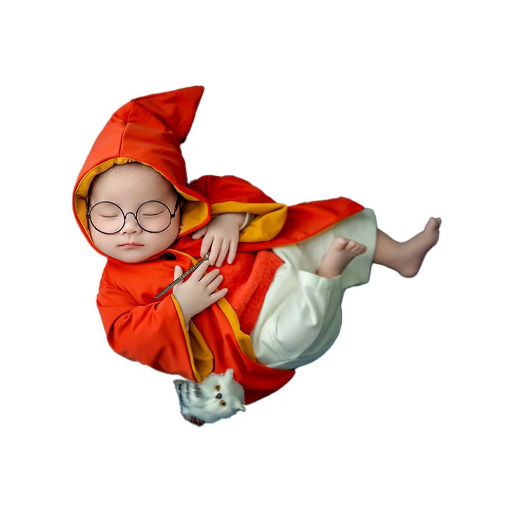 Волшебная одежда для малышей 0-1 месяцев, стиль волшебника, реквизит для фотосъемки новорожденных, комплект одежды Поттер, Хэллоуин, детская фотосессия, карнавальный костюм