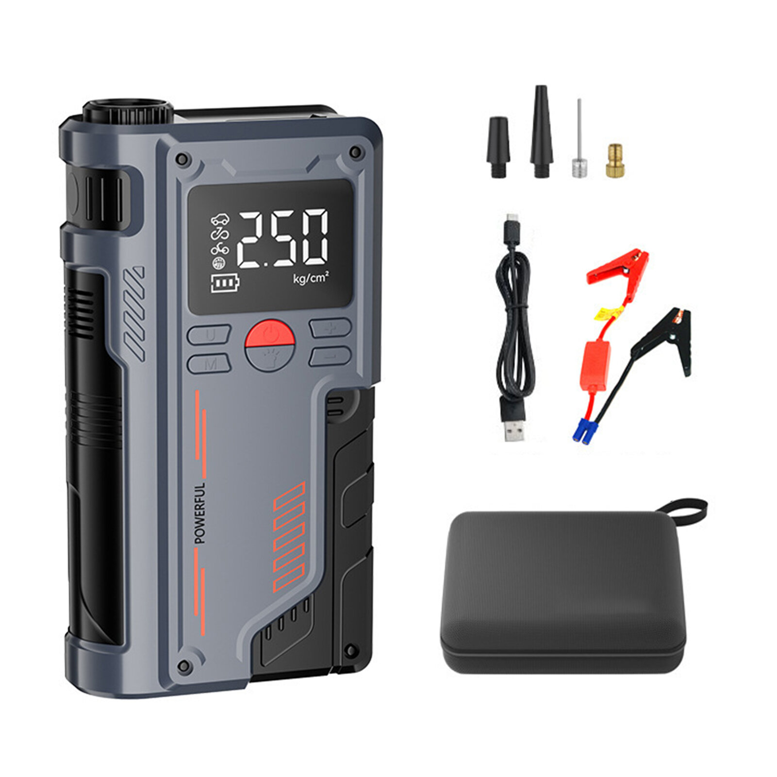 Питательный стартер для автомобилей с компрессором 14.8V 1000A пиковый 10000mAh для двигателей до 4.0L бензин/2.5L дизель портативный аккумулятор с сумкой для хранения