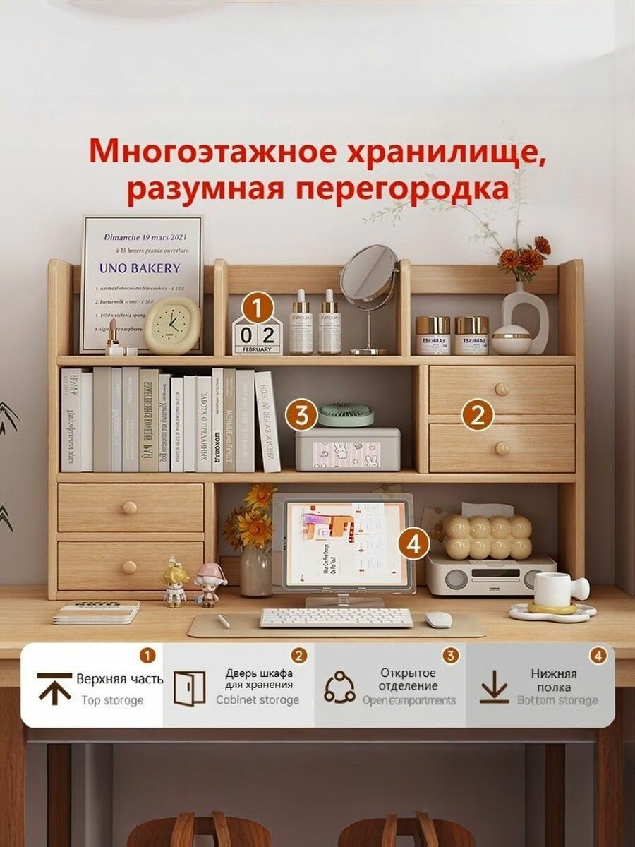 Надстройка на стол Настольная Прямая 80х17х80 см 1 шт.