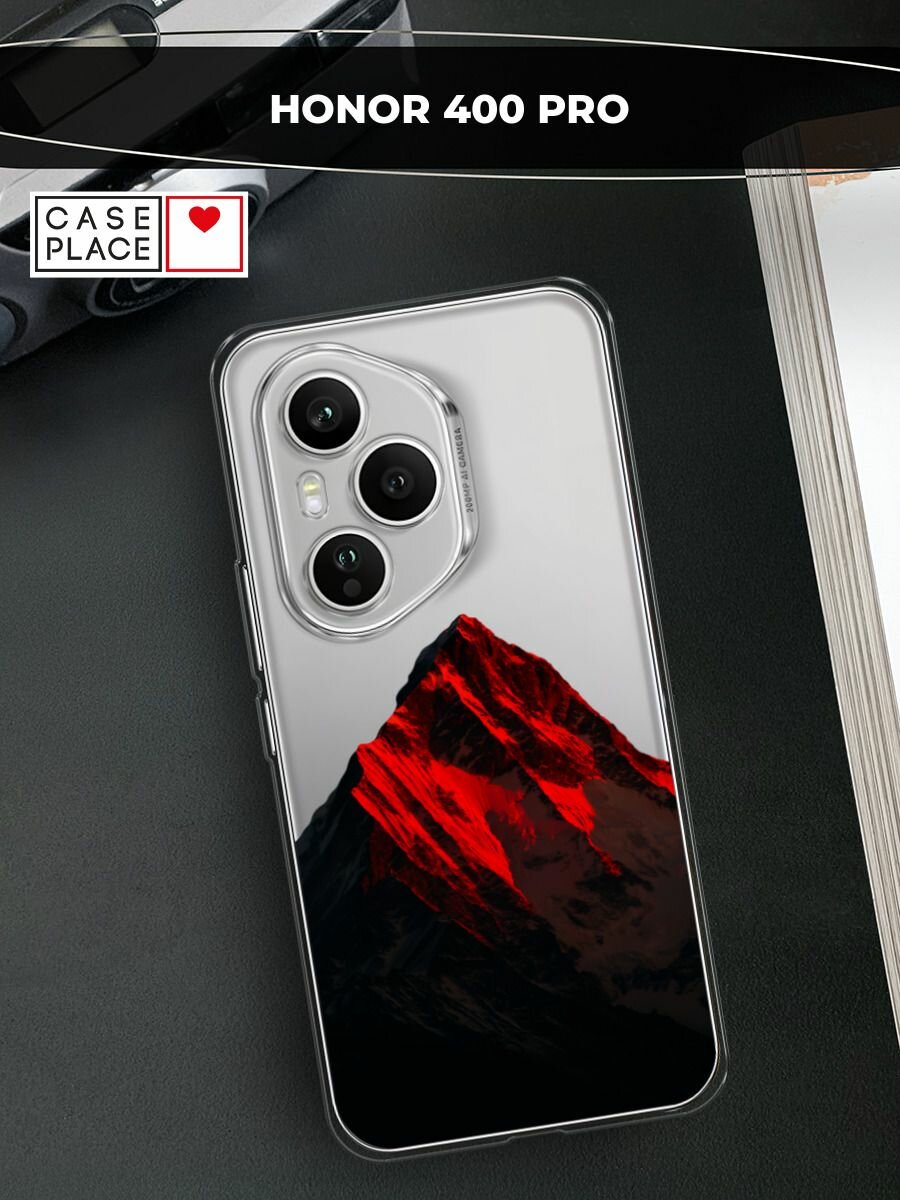 Чехол на Honor 400 Pro / Хонор 400 Про с принтом Красная гора 2, прозрачный