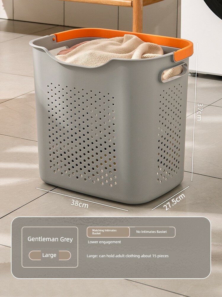 Большая корзина для белья Sleek Gray для хранения в ванной