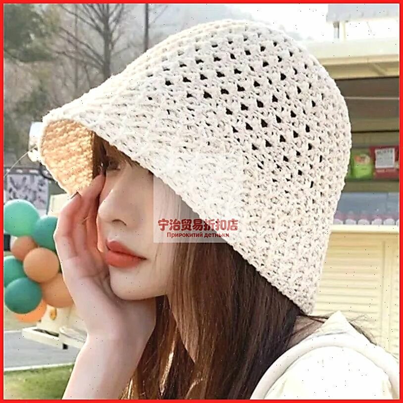 Берет Выдолбленная рыбацкая шляпа，Модная белая полая корейская версия шляпы wild в корейском стиле