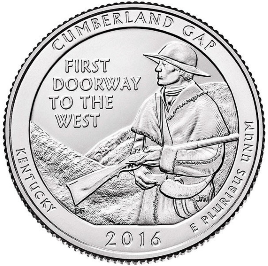 Монета номиналом 25 центов США, Кентукки, 4 апреля 2016 г. Состояние UNC (25С-089)