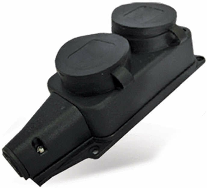 Колодка удлинителя 2-м 1ф с заглушками каучук UNIVersal 1027