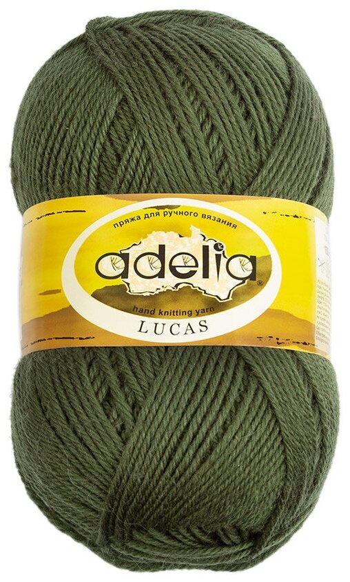 Пряжа ADELIA "LUCAS" 70% шерсть, 30% акрил 100 г 218 м №32 хаки