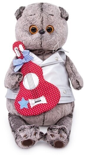 Мягкая игрушка Basik&Сo Басик в жилете с гитарой, 25 см (Ks25-104)