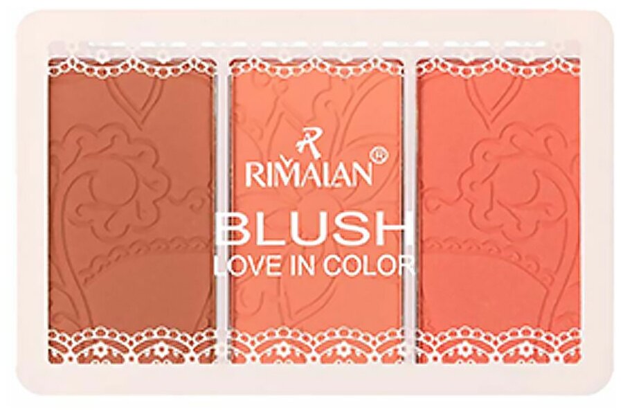 Rimalan BL-003-01 Румяна компактные Love in Color трёхцветные, палитра 01, 10.8 г