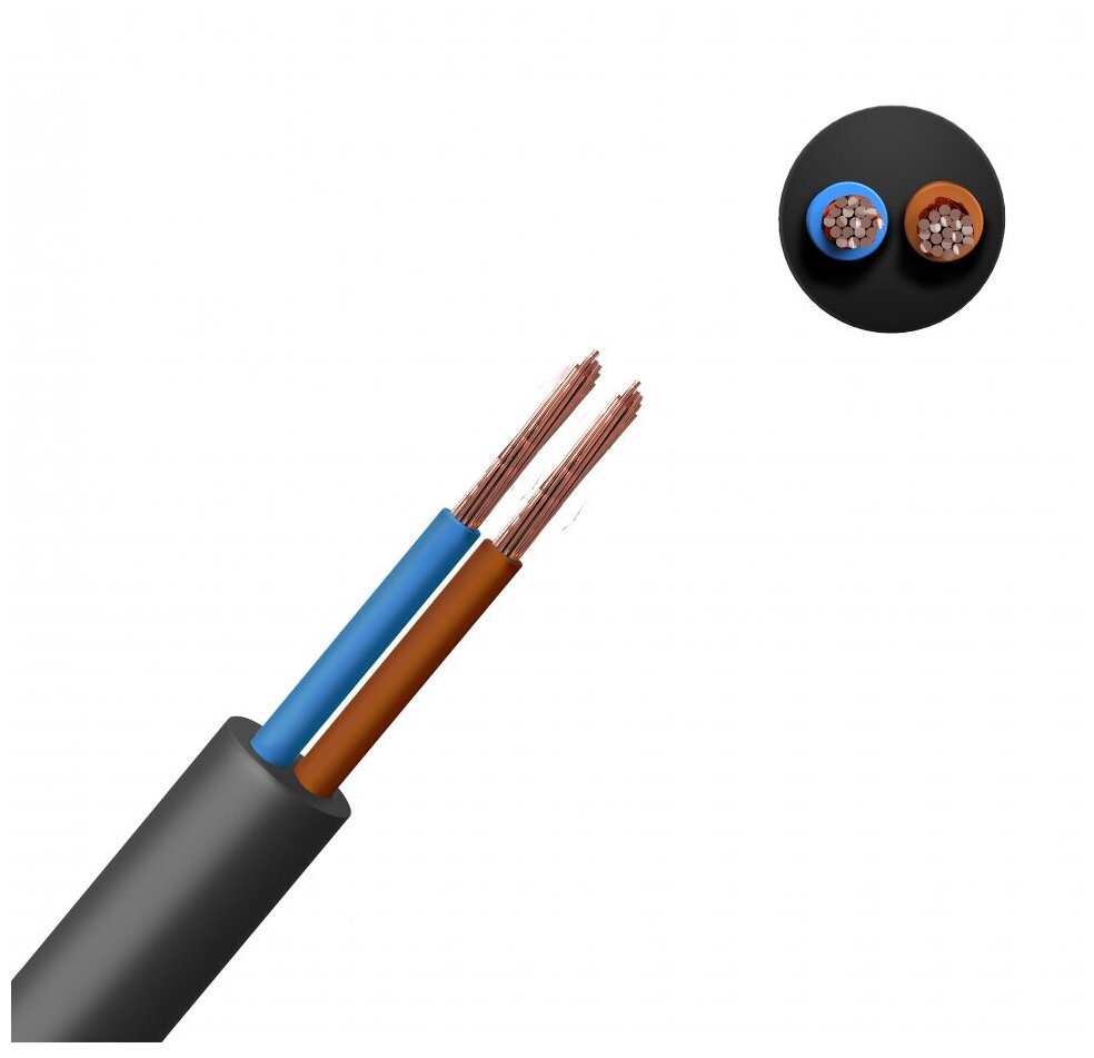 Кабель Партнер-Электро КГт 2х2,5 катушка 100м P105G-0206-C100, термоэластопласта, 100 м