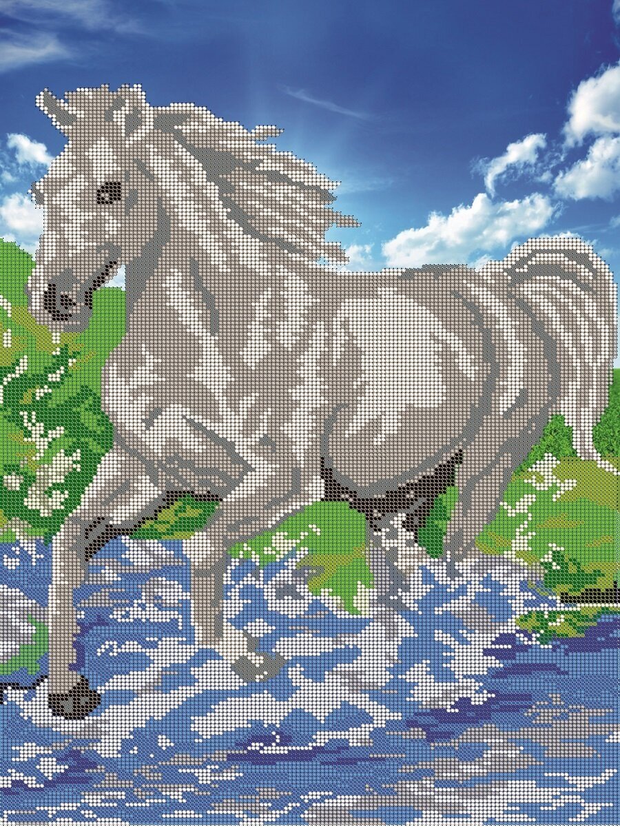 Вышивка бисером картины Лошадь 37*45,5см
