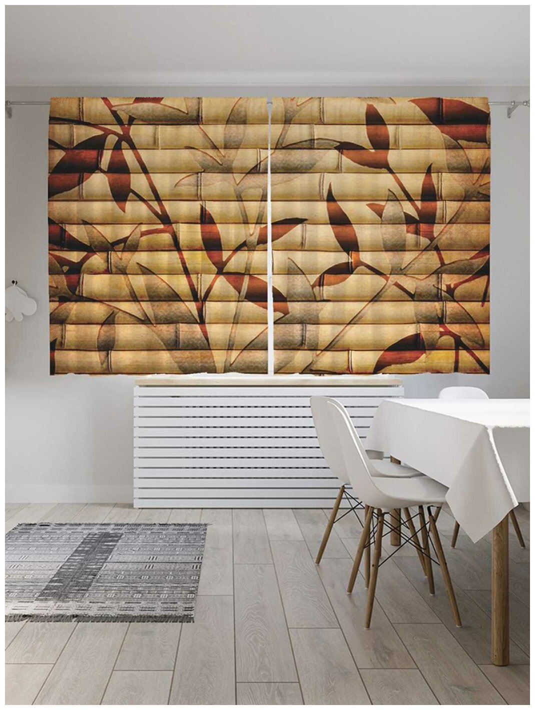 Фотошторы короткие "Бамбук", 2 полотна шириной по 145 см, высота 180 см, JoyArty