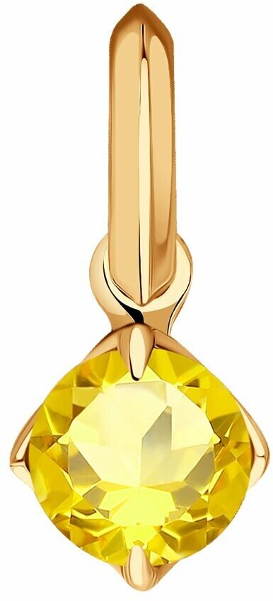 Подвеска, красное золото, 585 проба, цитрин