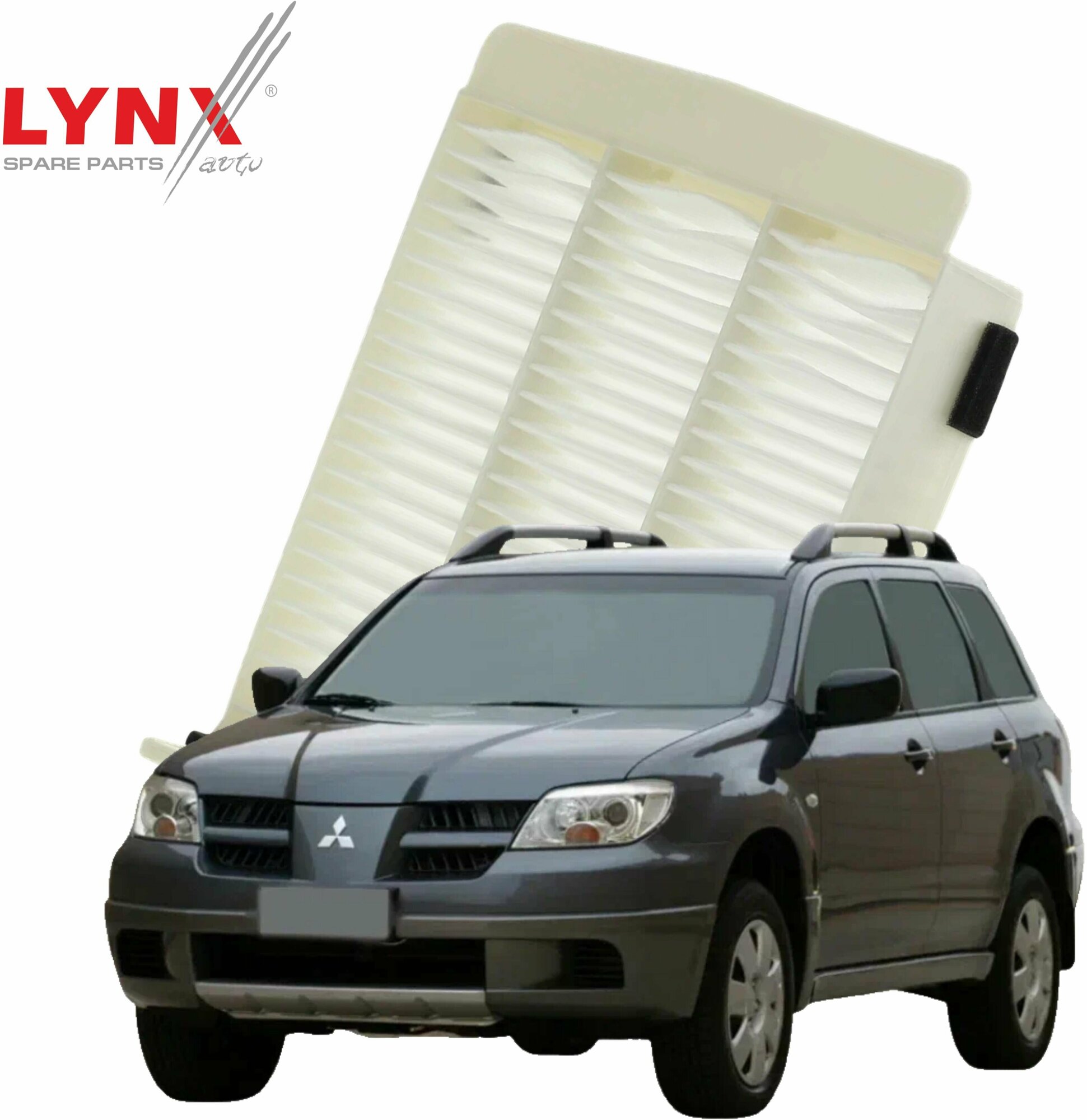 Фильтр салонный Mitsubishi Outlander / Airtrek (1) CU0W / Митсубиси Аутлендер 2002 2003 2004 2005 2006 2007 2008 2009 / 1шт LYNXauto