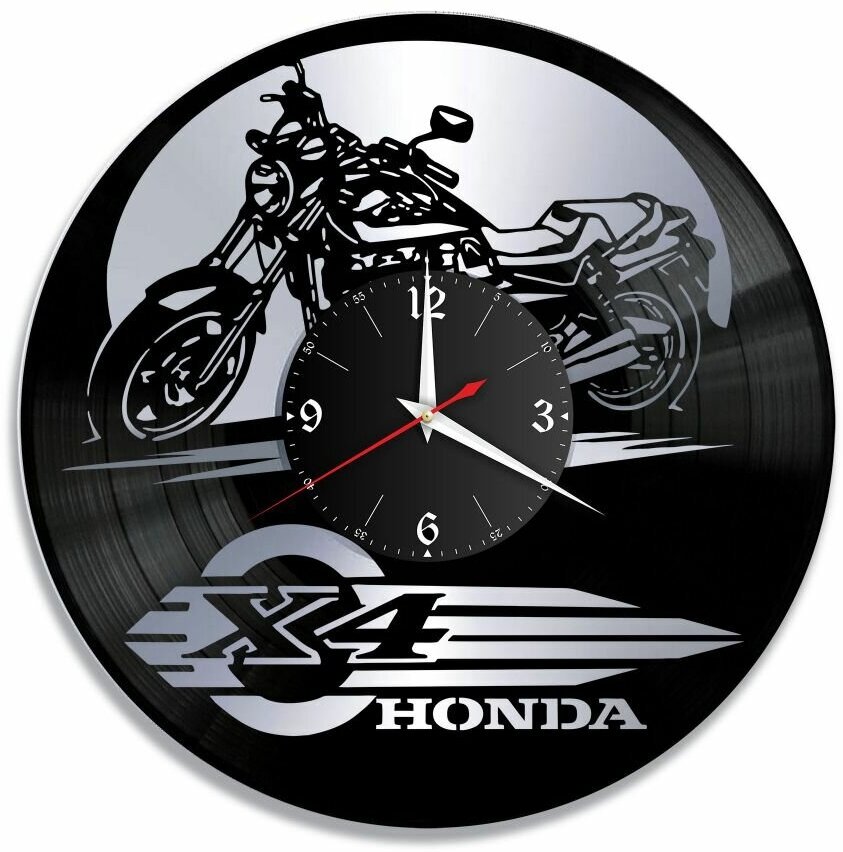 Часы из винила Redlaser "Мото (Honda x4), мотоцикл, хонда" VW-10885-2