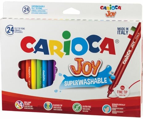 Фломастеры CARIOCA"Joy", 24 цвета, суперсмываемые, вентилируемый колпачок, картонная коробка, 40615