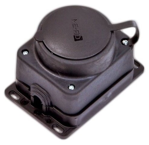 Колодка штепсельная 1-гн. с/з 16А IP44 (каучук) NE-AD